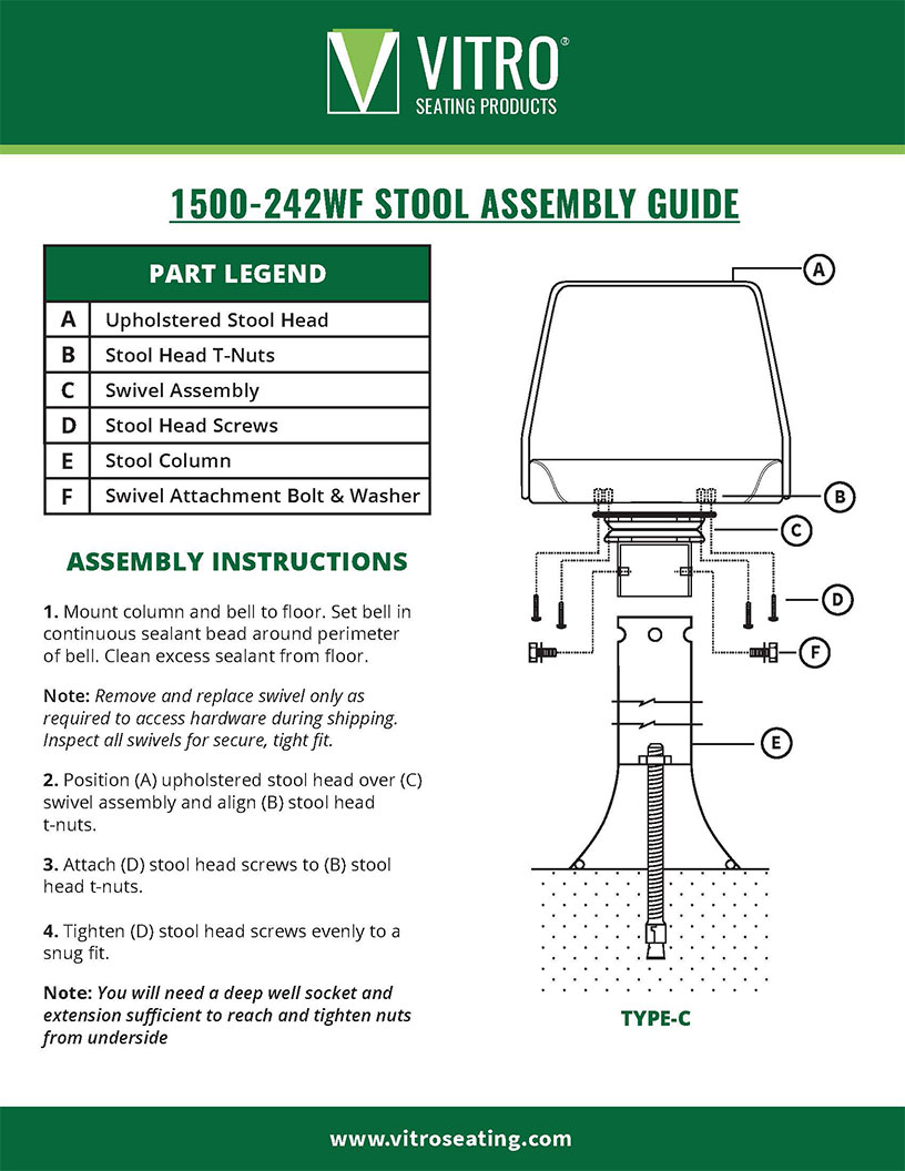 1500_242WF_Stool_assembly | Vitro Seating Products